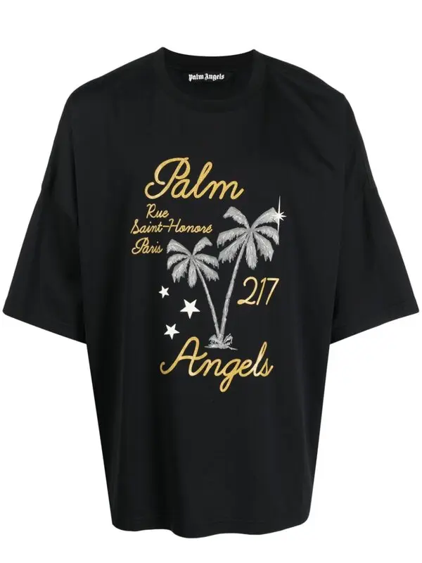 Palm Angels Palm Paris Cotton Sweatshirt - Black