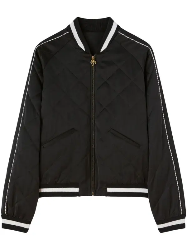 Palm Angels Logo-embroidered Quilted Jacket - Black