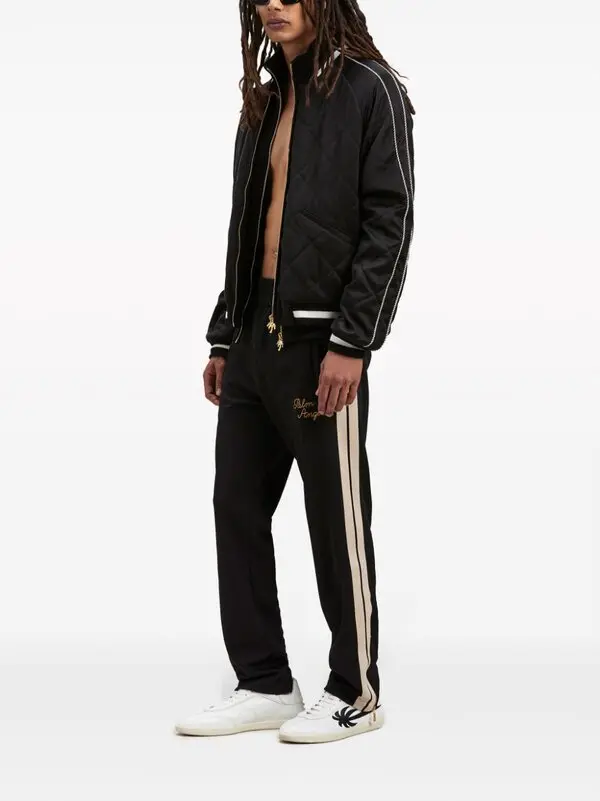 Palm Angels Logo-embroidered Quilted Jacket - Black