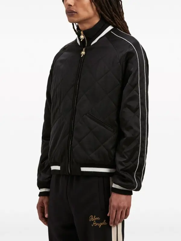 Palm Angels Logo-embroidered Quilted Jacket - Black