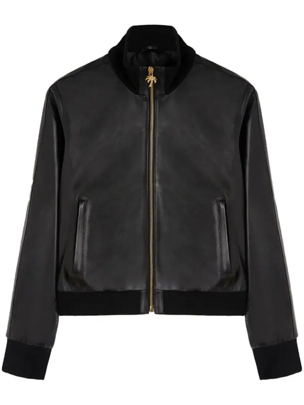Palm Angels Zip-up Leather Bomber Jacket