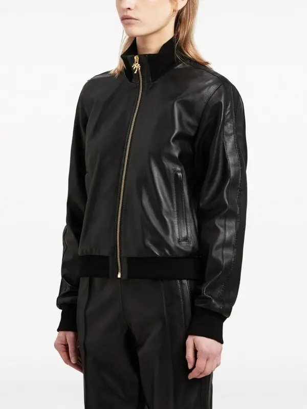 Palm Angels Zip-up Leather Bomber Jacket