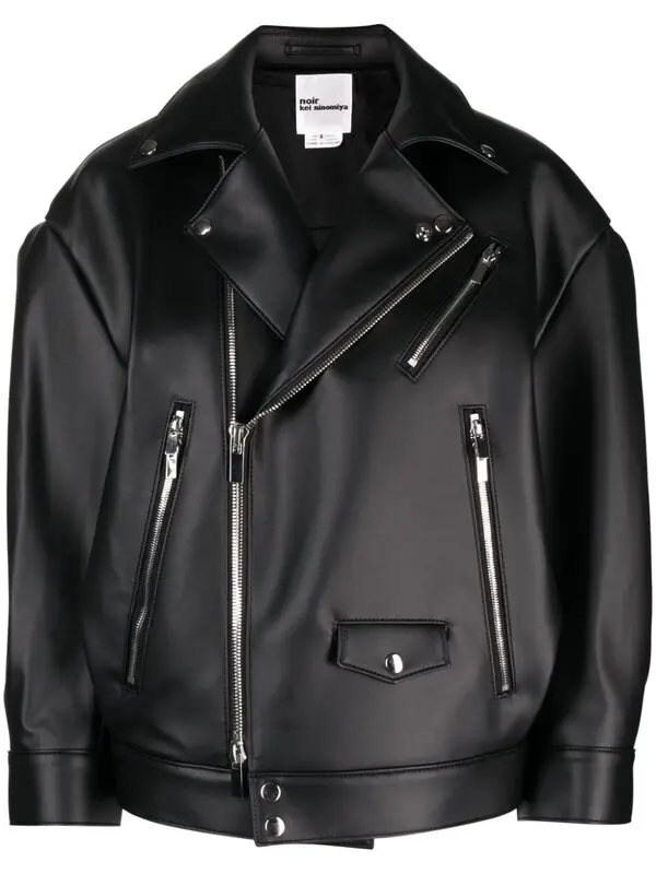 Noir Kei Ninomiya Faux-leather Biker Jacket - Black