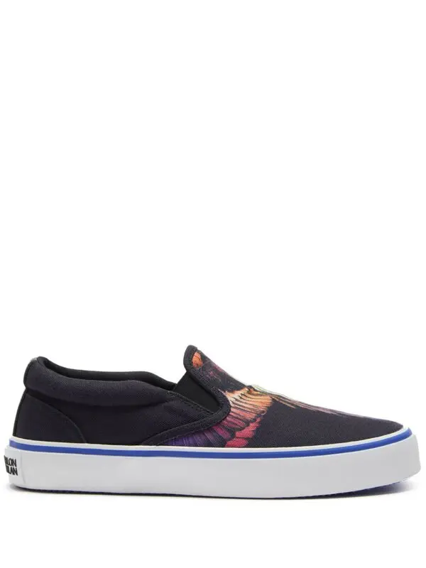 COUNTY OF MILAN Wings-motif Slip-on Sneakers - Black