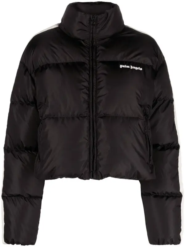Palm Angels Logo-embroidered Puffer Jacket - Black