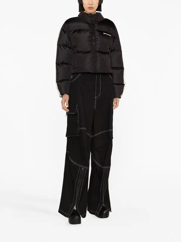 Palm Angels Logo-embroidered Puffer Jacket - Black