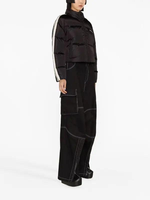 Palm Angels Logo-embroidered Puffer Jacket - Black