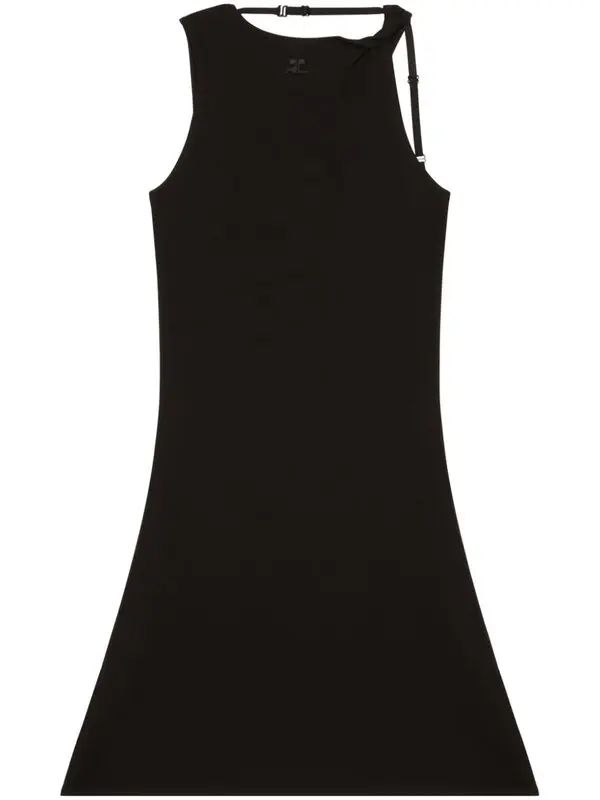COURREGES Strap-detail Jersey Minidress - Black