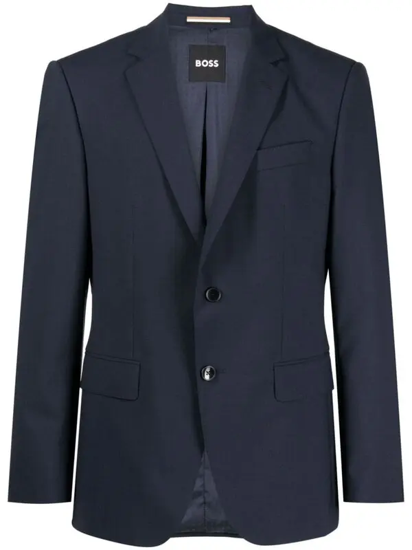 BOSS Notched-lapels Single-breasted Blazer - Blue