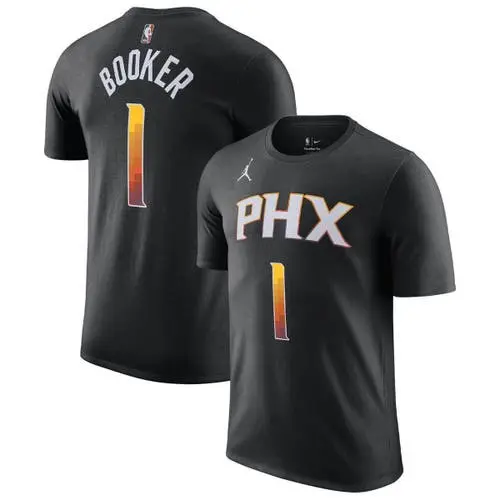 JORDAN BRAND Devin Booker Phoenix Suns 2022/23 Statement Edition Name & Number T-shirt - Black