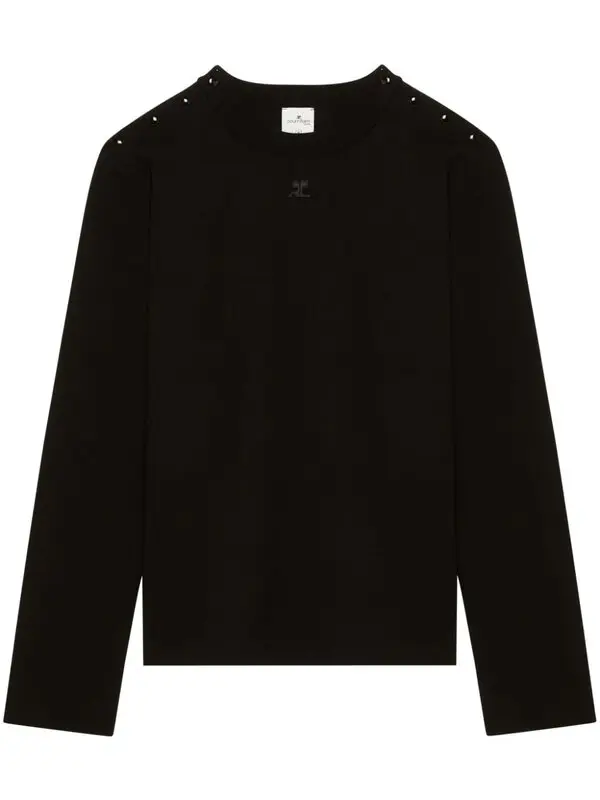 COURREGES Logo-patch Buttoned Jumper - Black
