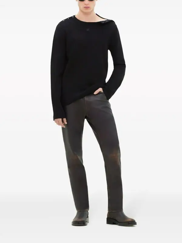 COURREGES Logo-patch Buttoned Jumper - Black