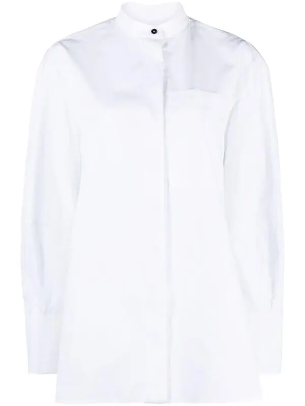 JIL SANDER Band-collar Cotton Shirt - White