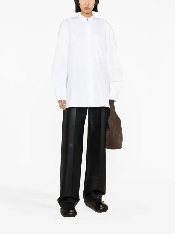 JIL SANDER Band-collar Cotton Shirt - White