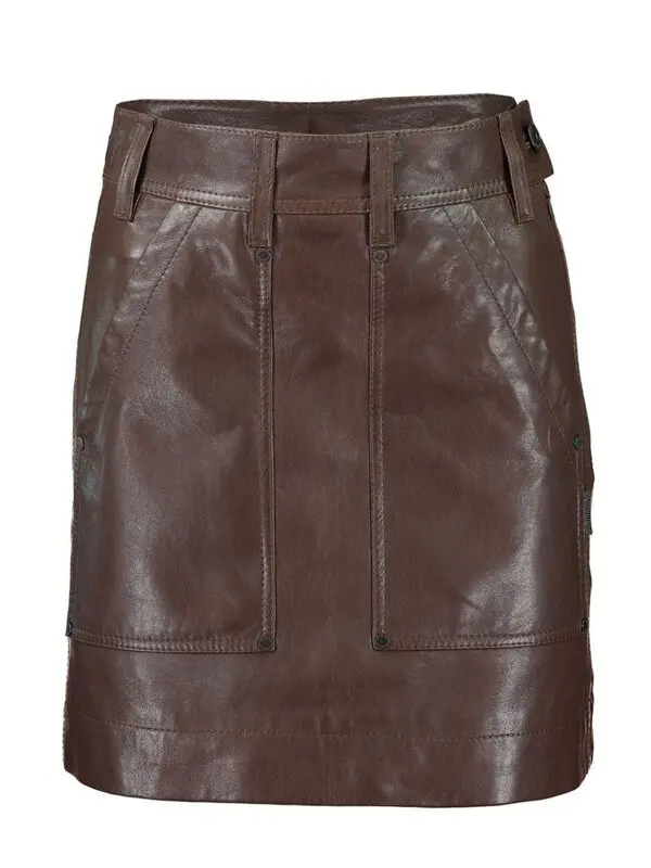 Brunello Cucinelli Cargo Leather Miniskirt