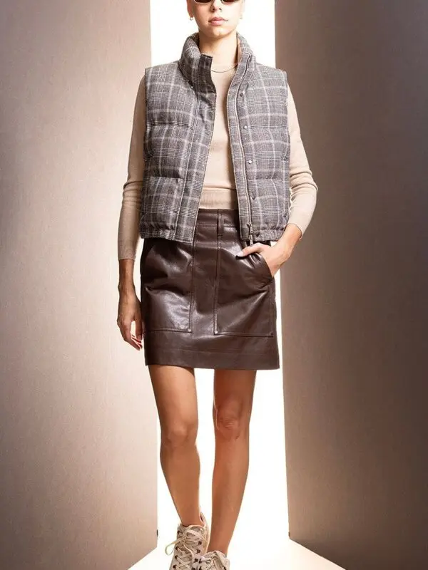 Brunello Cucinelli Cargo Leather Miniskirt