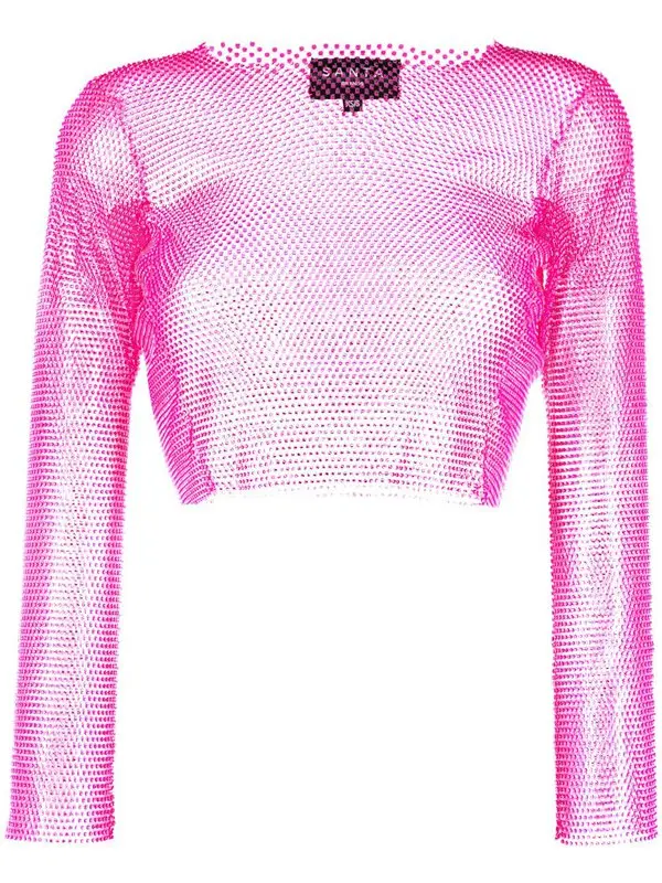 SANTA BRANDS Rhinestone-embellished Cropped Top - Pink