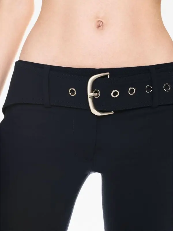 Off-White Belted Flared Virgin Wool Trousers
