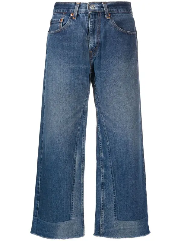 B Sides Frayed Hem Wide Leg Jeans
