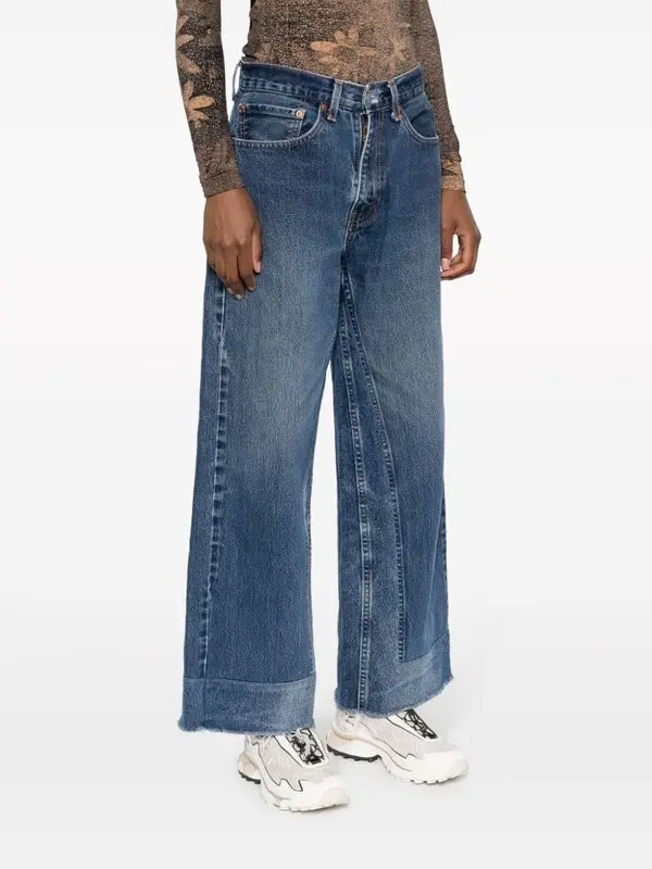 B Sides Frayed Hem Wide Leg Jeans