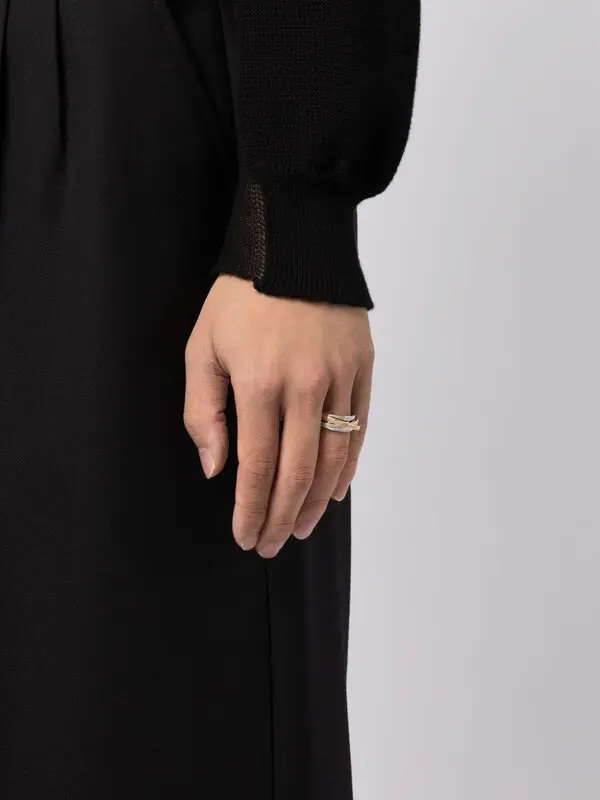Tom Wood 9k Gold And Sterling Orb Slim Duo Ring