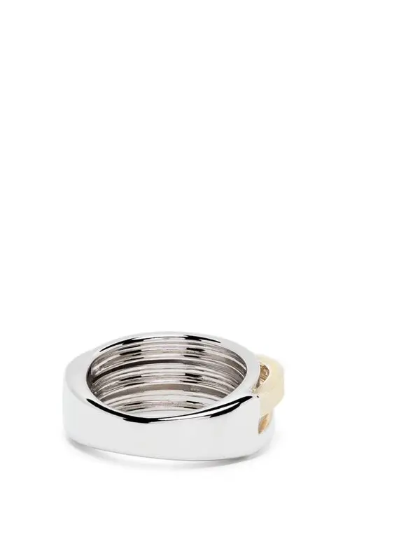 Tom Wood 9k Gold And Sterling Orb Slim Duo Ring