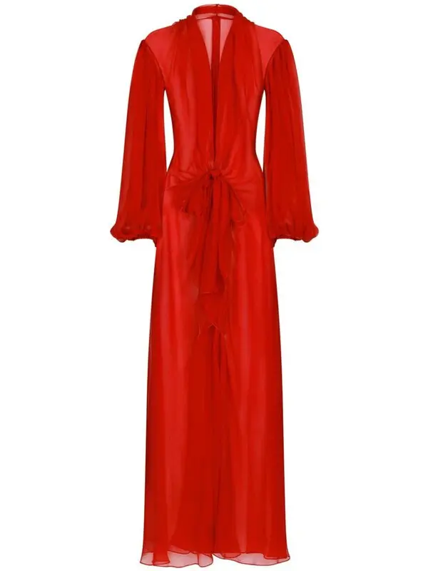 Dolce & Gabbana Silk Chiffon Maxi Dress - Red