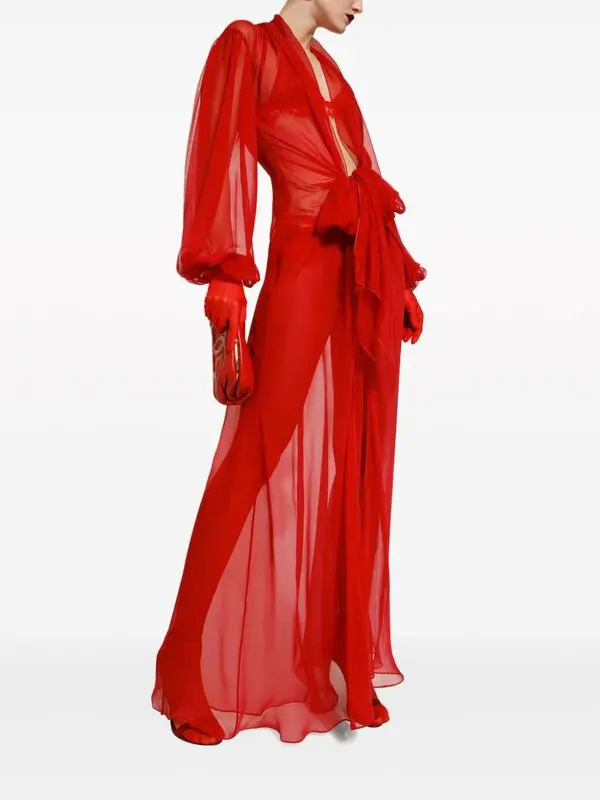 Dolce & Gabbana Silk Chiffon Maxi Dress - Red