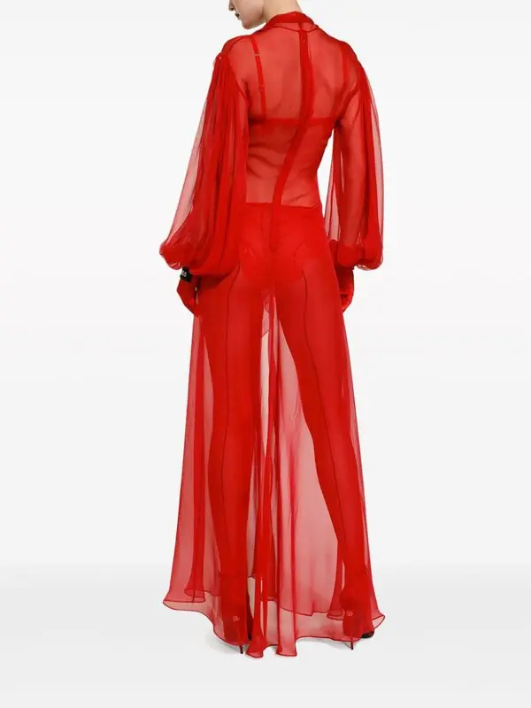 Dolce & Gabbana Silk Chiffon Maxi Dress - Red