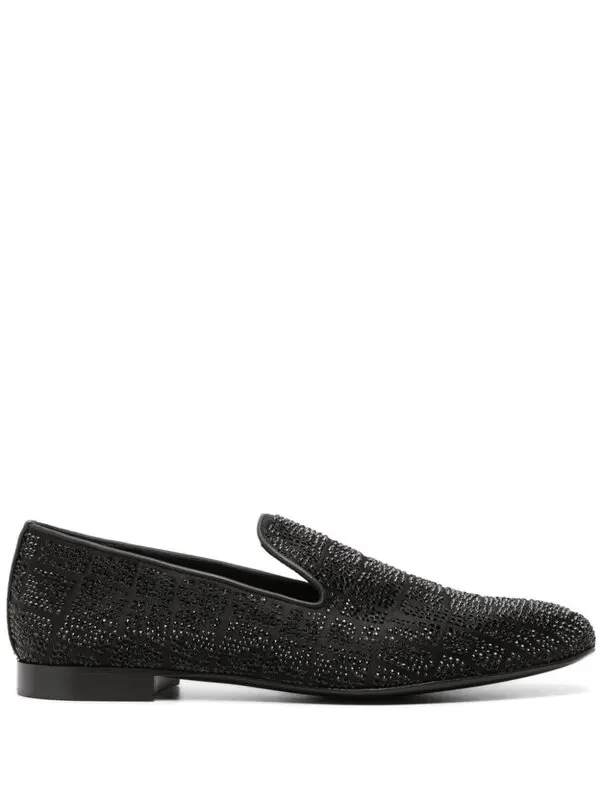 Versace Crystal-embellished Crocodile Pattern Loafers