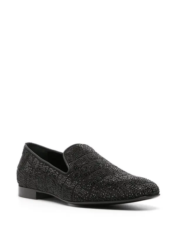 Versace Crystal-embellished Crocodile Pattern Loafers