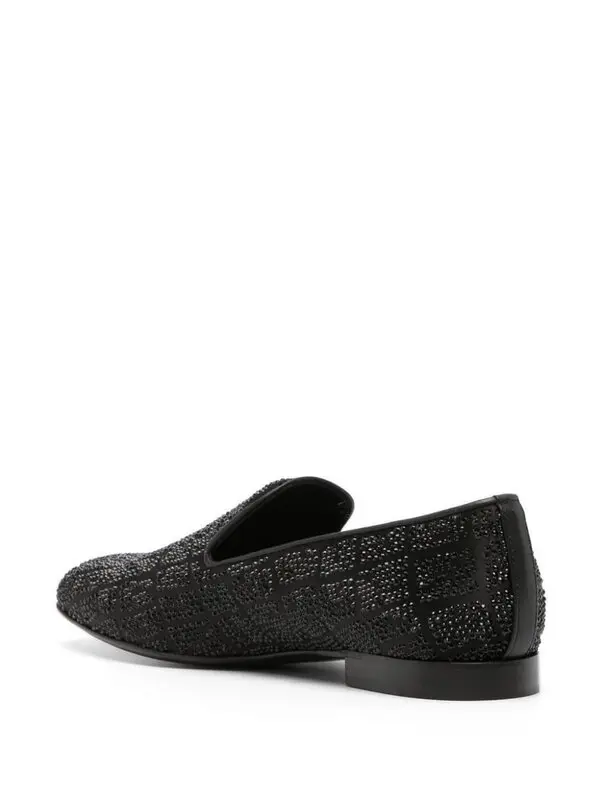 Versace Crystal-embellished Crocodile Pattern Loafers