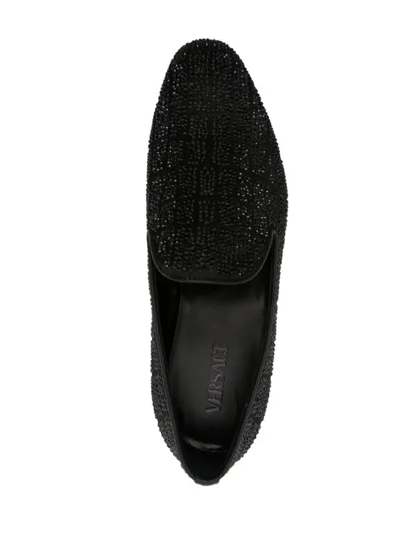Versace Crystal-embellished Crocodile Pattern Loafers