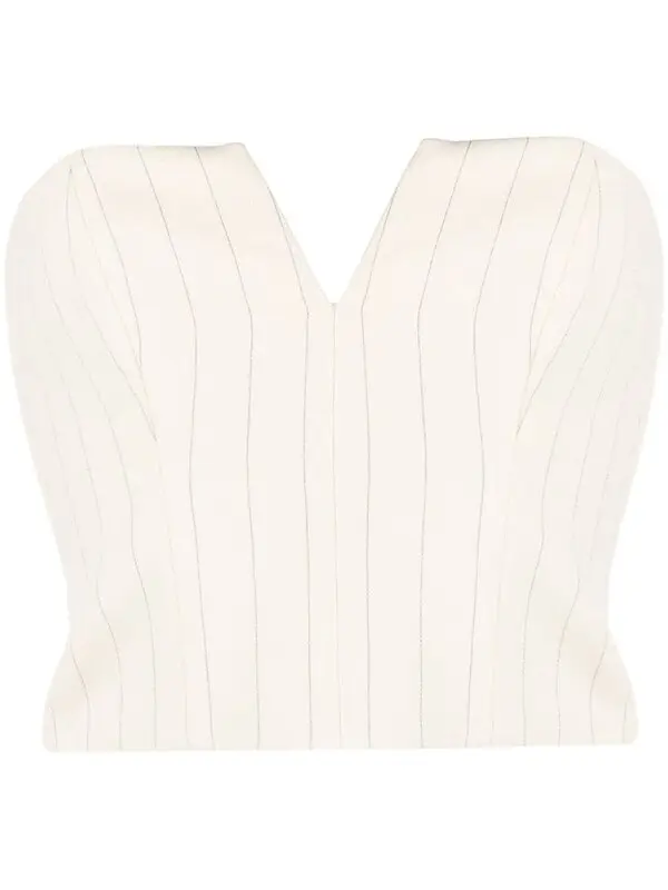 Zimmermann Cropped Pinstriped Corset-style Top