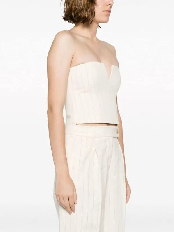 Zimmermann Cropped Pinstriped Corset-style Top