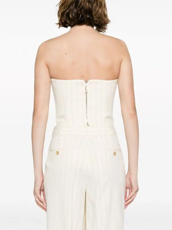 Zimmermann Cropped Pinstriped Corset-style Top