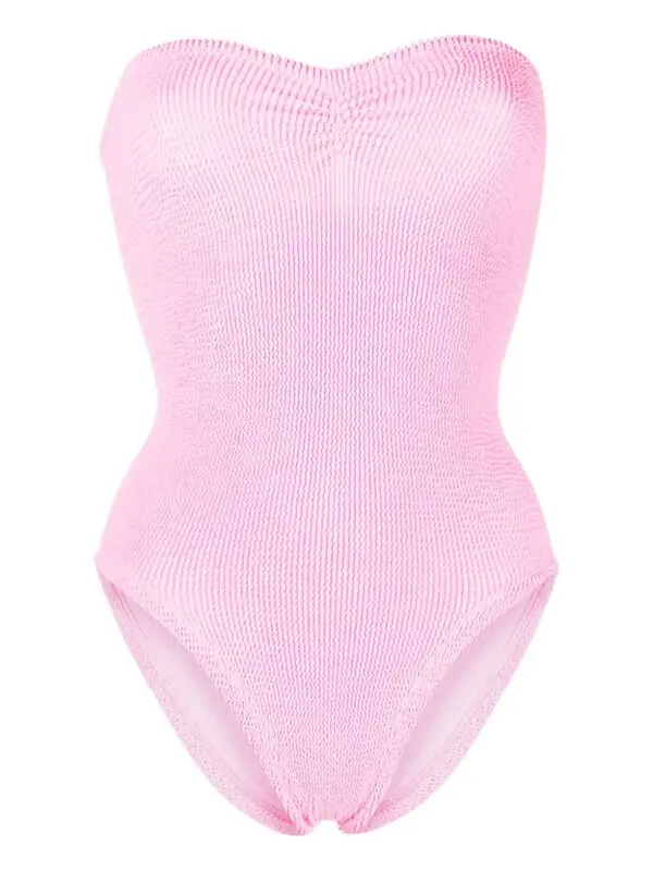 Hunza G Brooke Strapless Seersucker One Piece Swimsuit - Pink