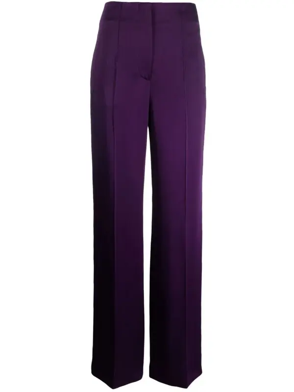 Alberta Ferretti Pleat-detail Straight-leg Trousers - Purple