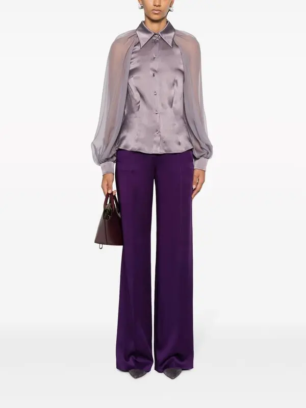 Alberta Ferretti Pleat-detail Straight-leg Trousers - Purple