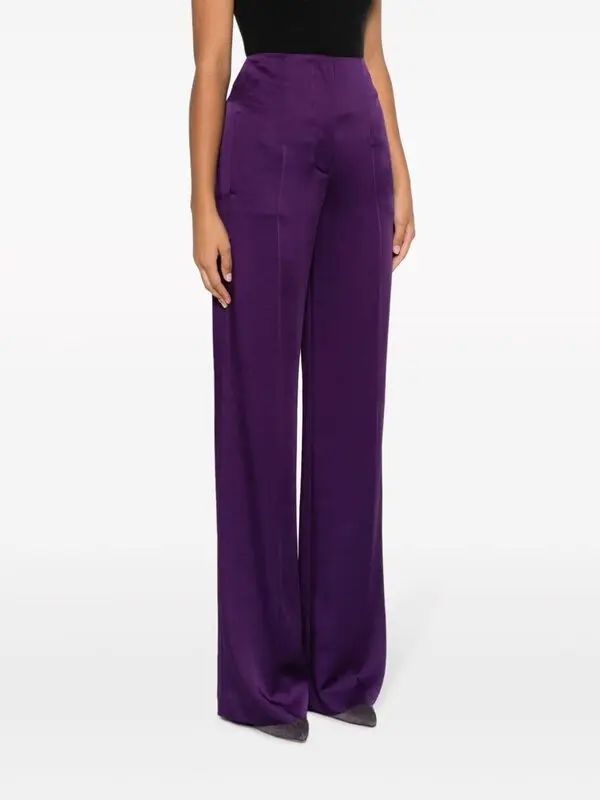 Alberta Ferretti Pleat-detail Straight-leg Trousers - Purple