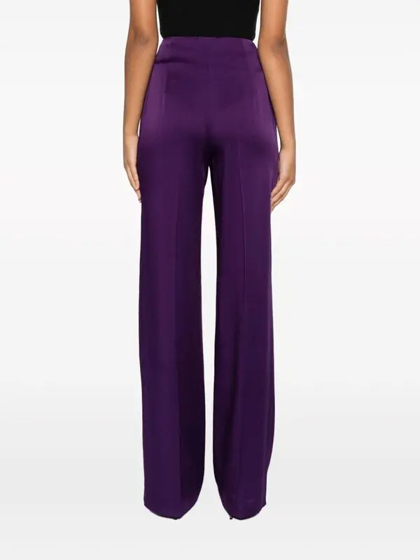 Alberta Ferretti Pleat-detail Straight-leg Trousers - Purple
