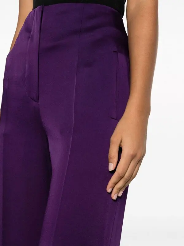 Alberta Ferretti Pleat-detail Straight-leg Trousers - Purple