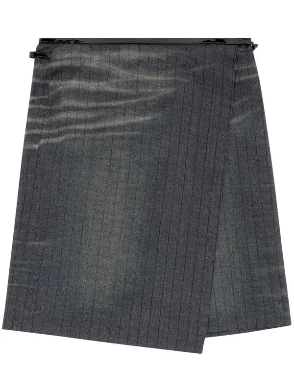 DIESEL® Pinstripe Virgin Wool Wrap Skirt