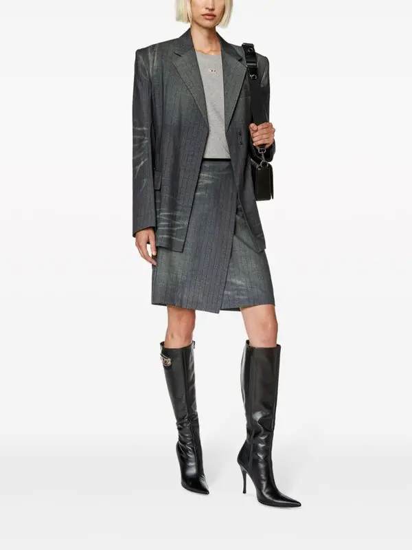 DIESEL® Pinstripe Virgin Wool Wrap Skirt