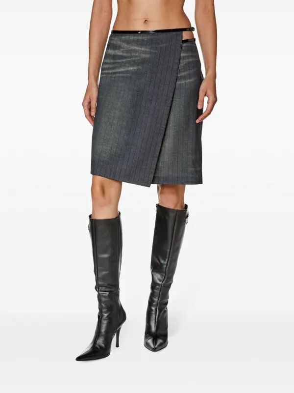 DIESEL® Pinstripe Virgin Wool Wrap Skirt