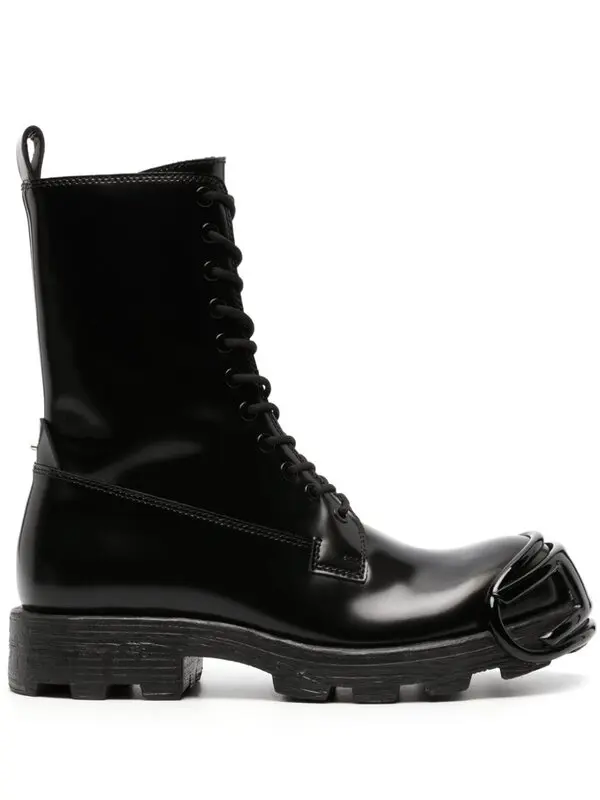 DIESEL® D-hammer D Lace-up Leather Boots - Black