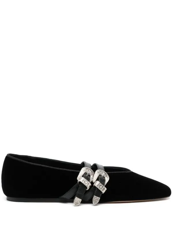 Le Monde Beryl Claudia Belted Velvet Slippers - Black