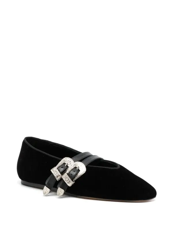 Le Monde Beryl Claudia Belted Velvet Slippers - Black