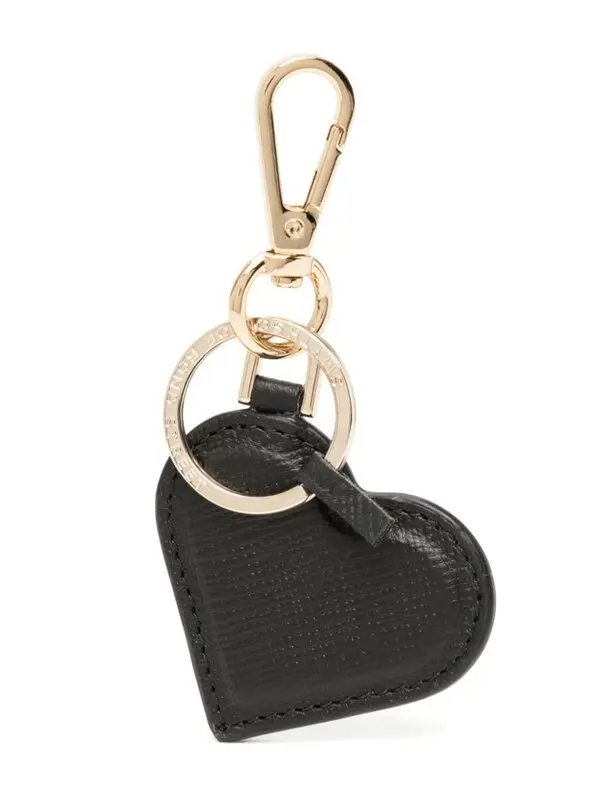 Smythson Heart Leather Keyring - Black