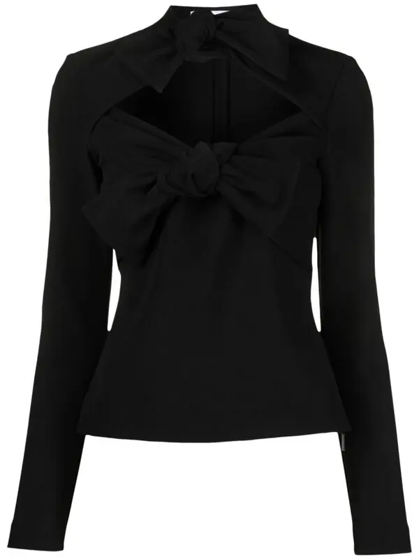 MSGM Bow-detail Long-sleeve Top - Black